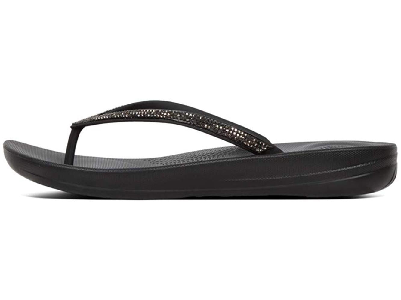 FitFlop Iqushion Sparkle Women's Elevated EVA Sole Sandal in Black Size ...