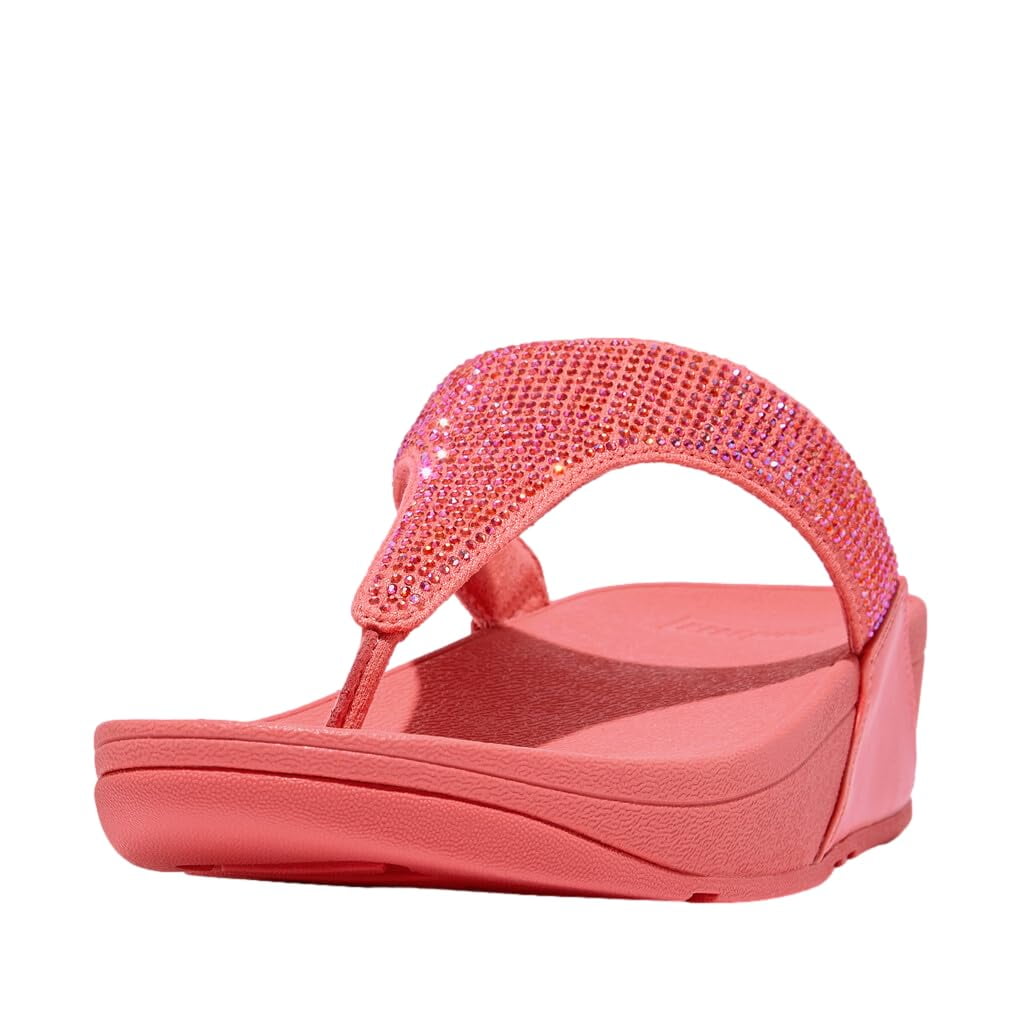 FitFlop Women's LULU Crystal Embellished Toe-Post Sandals, Rosy Coral ...