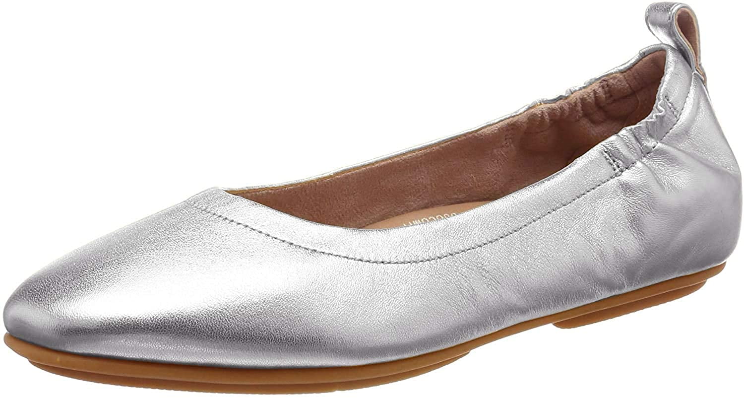 FitFlop Womens Allegro Ballerinas Ballet Flat 10 Silver - Walmart.com