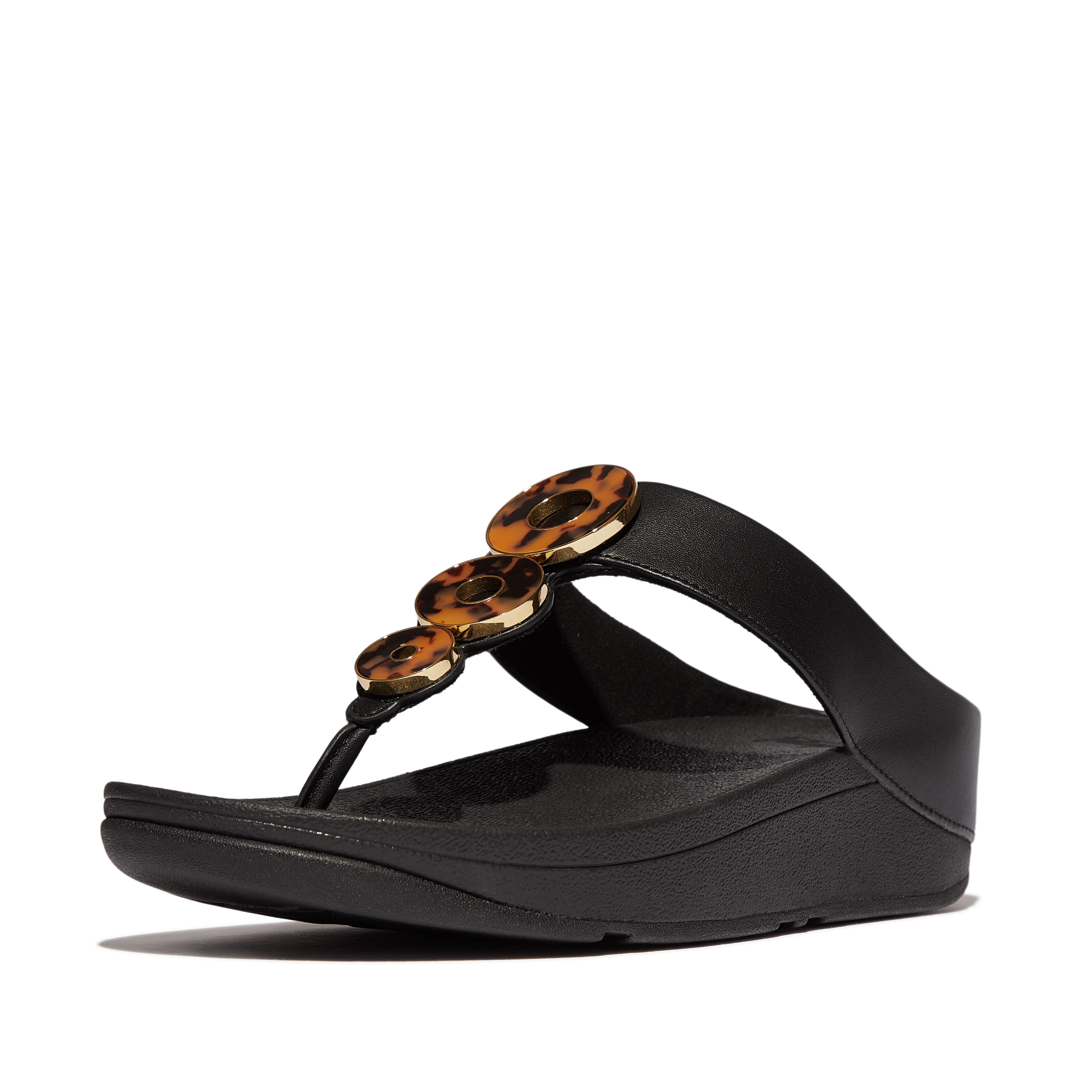 FitFlop Women's Fino Resin Hoop Leather Toe Post Wedge Sole Thong ...