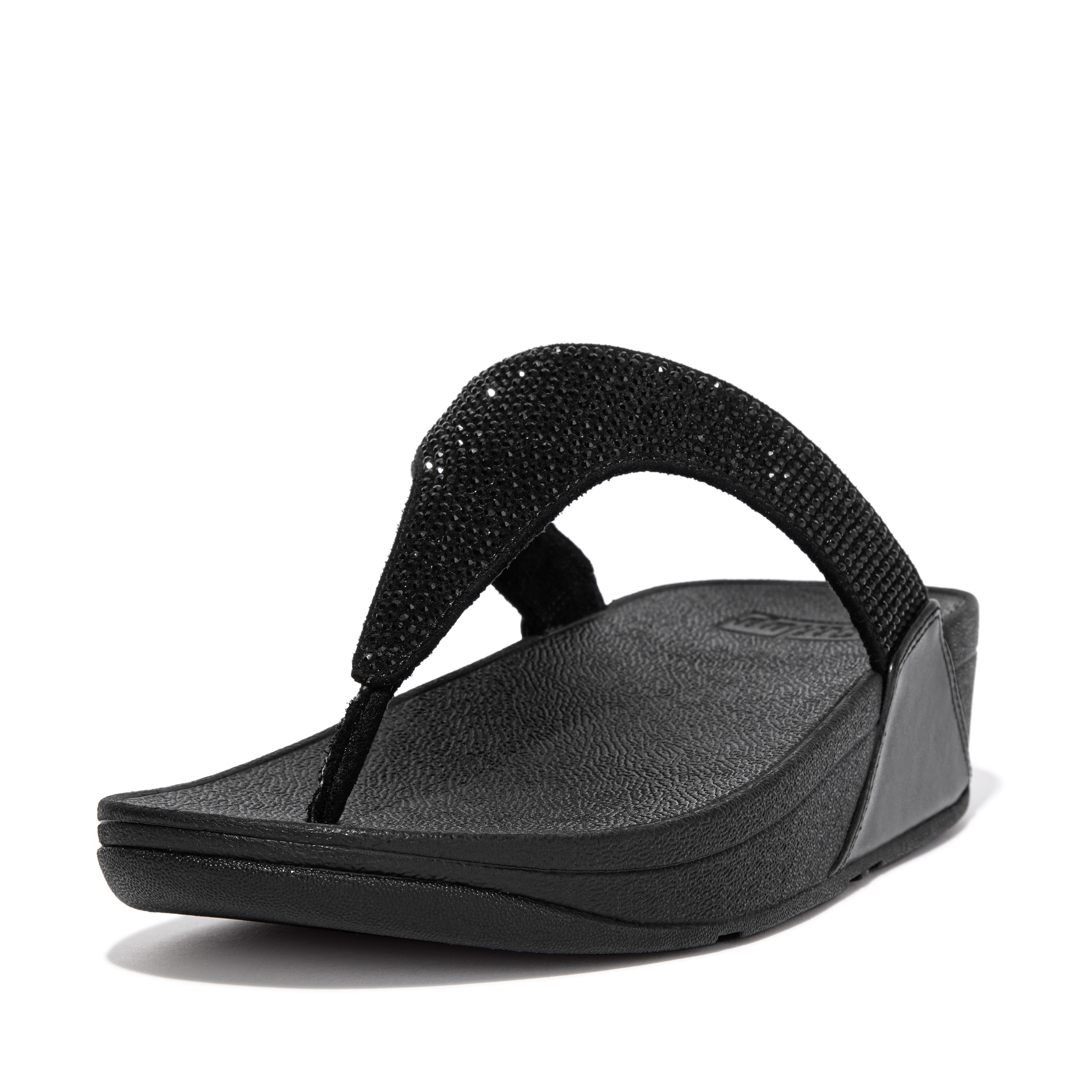 FitFlop Women's Lulu Crystal Embellished Toe Post Wedge Sole Thong ...