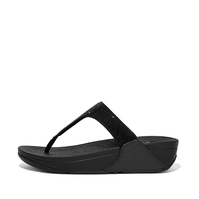 FitFlop Womens LULU CRYSTAL EMBELLISHED TOE-POST SANDALS All Black - Walmart.com