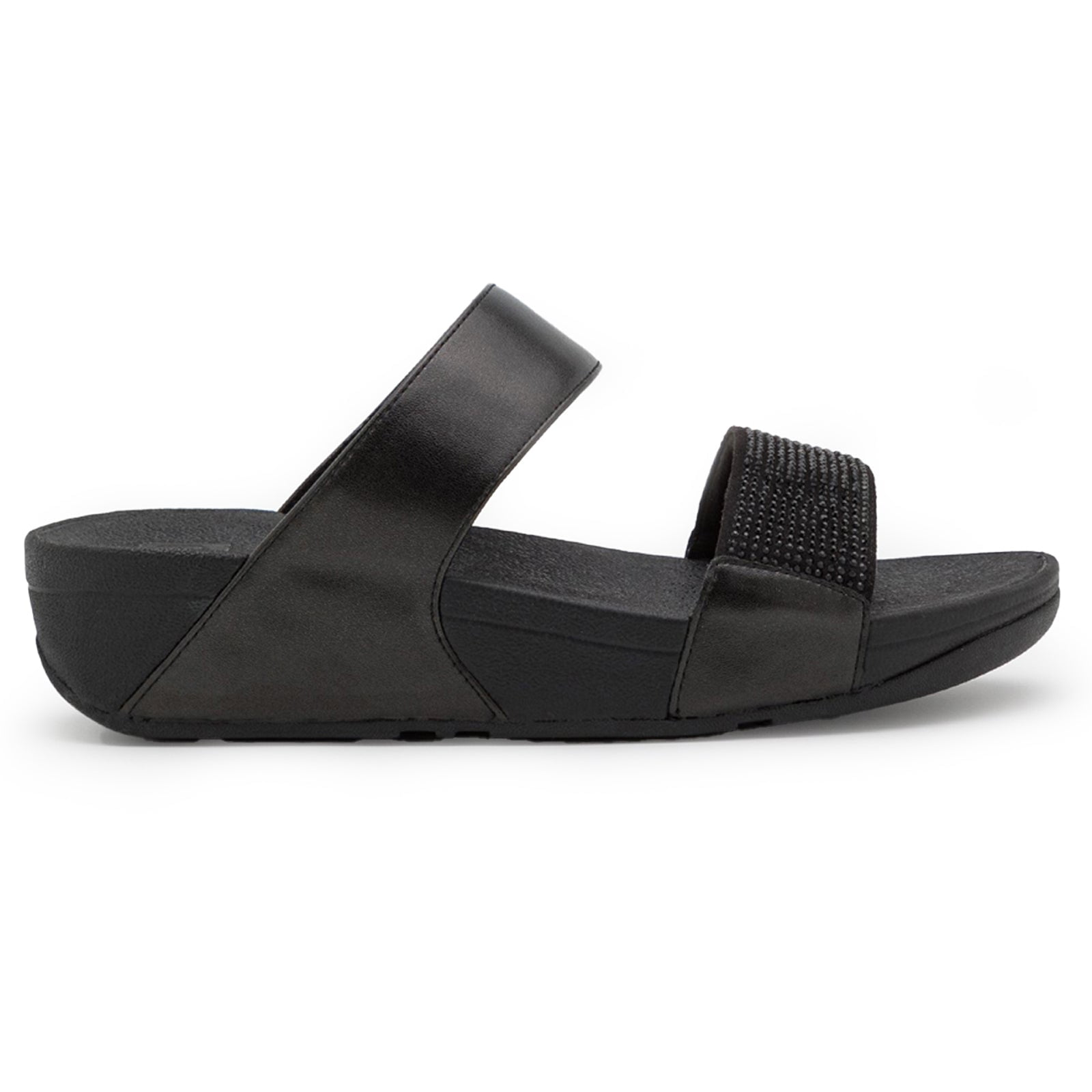 FitFlop Womens Lulu Crystal Embellished Slides Synthetic All Black Sandals 7 US - Walmart.com
