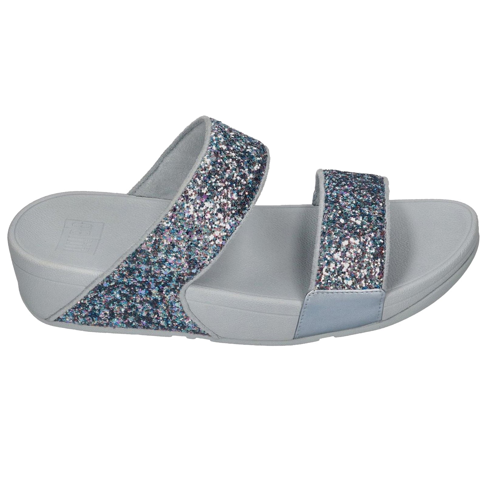 FitFlop Womens Lulu Multi Tonal Glitter Slides PU Quiet Blue Sandals 7. ...
