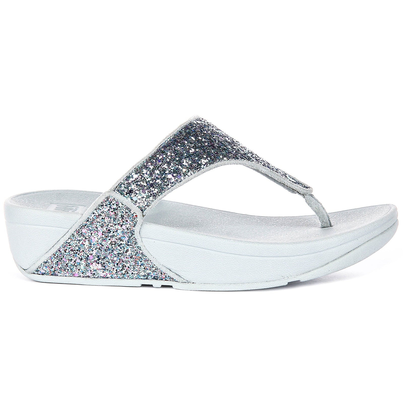 FitFlop Womens Lulu Multi Tonal Glitter Toe Post PU Quiet Blue Sandals ...