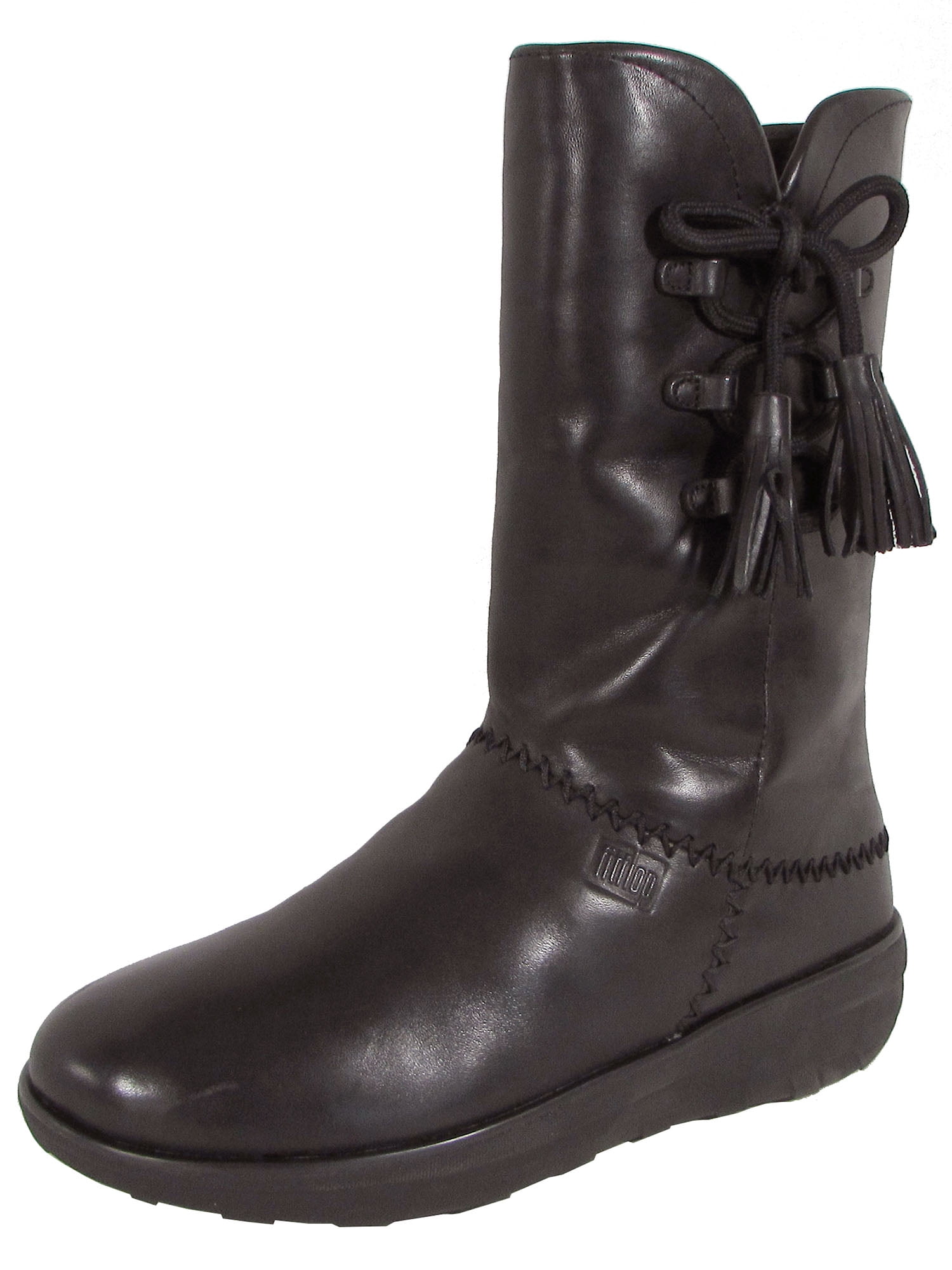 FitFlop Womens Mukluk High Boot With Tassels Shoes, All Black, US 6 ...