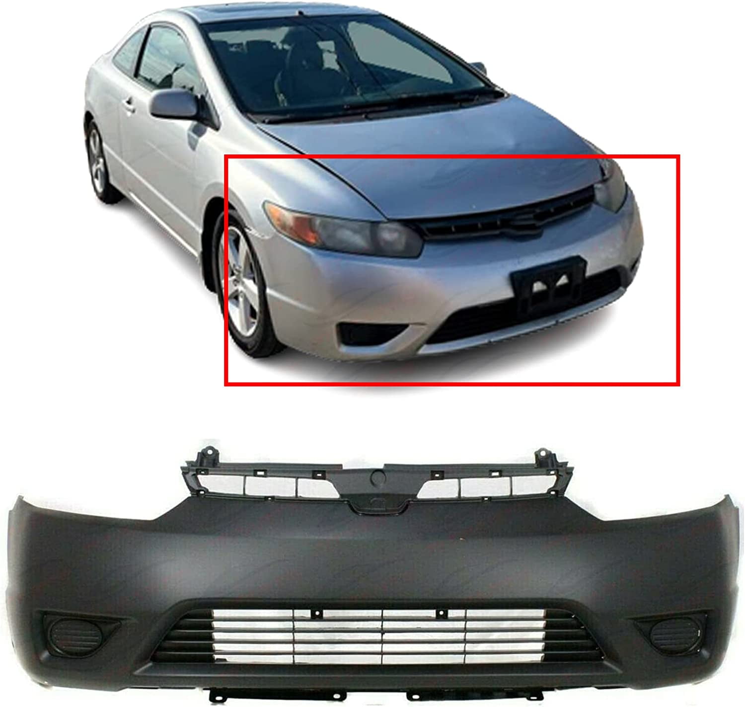 FitParts Compatible with Front Bumper Cover 2006-2008 Honda Civic Coupe ...