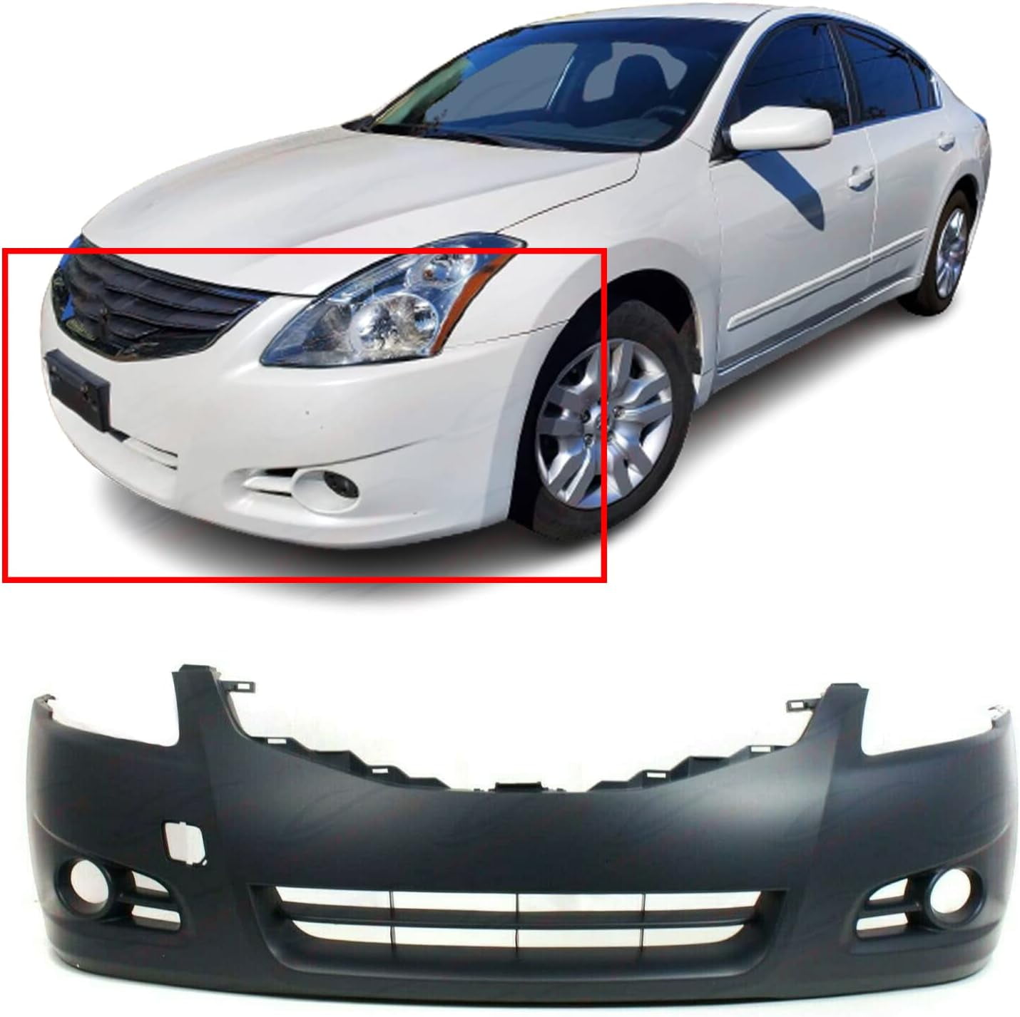 FitParts Compatible With Front Bumper Cover 2010-2012 Nissan Altima Sedan Base SL SR S Hybrid ...