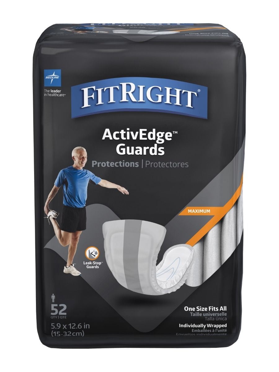 FitRight ActiveEdge Male Guards, Incontinence Pads, Maxium Absorbency ...