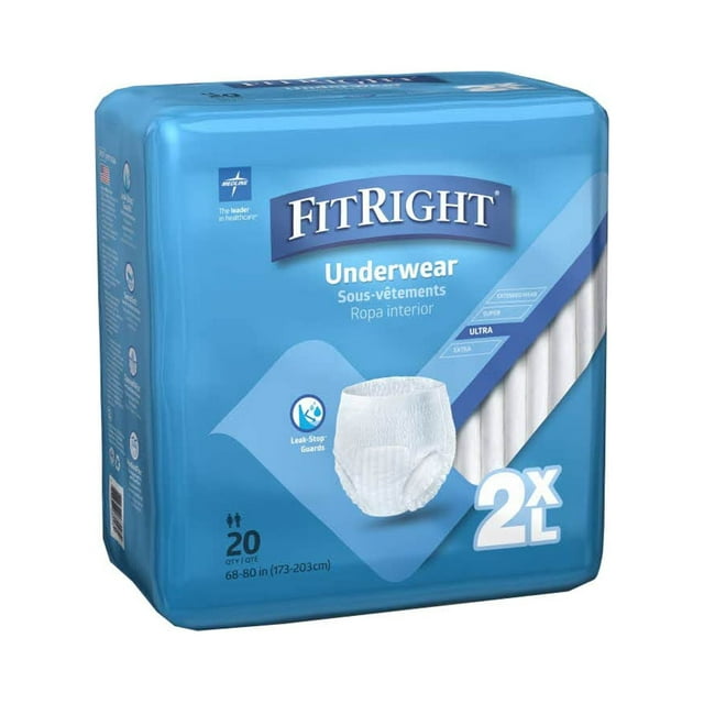 FitRight Adult Incontinence Underwear, Heavy Absorbency, 2XL, 68"-80 ...