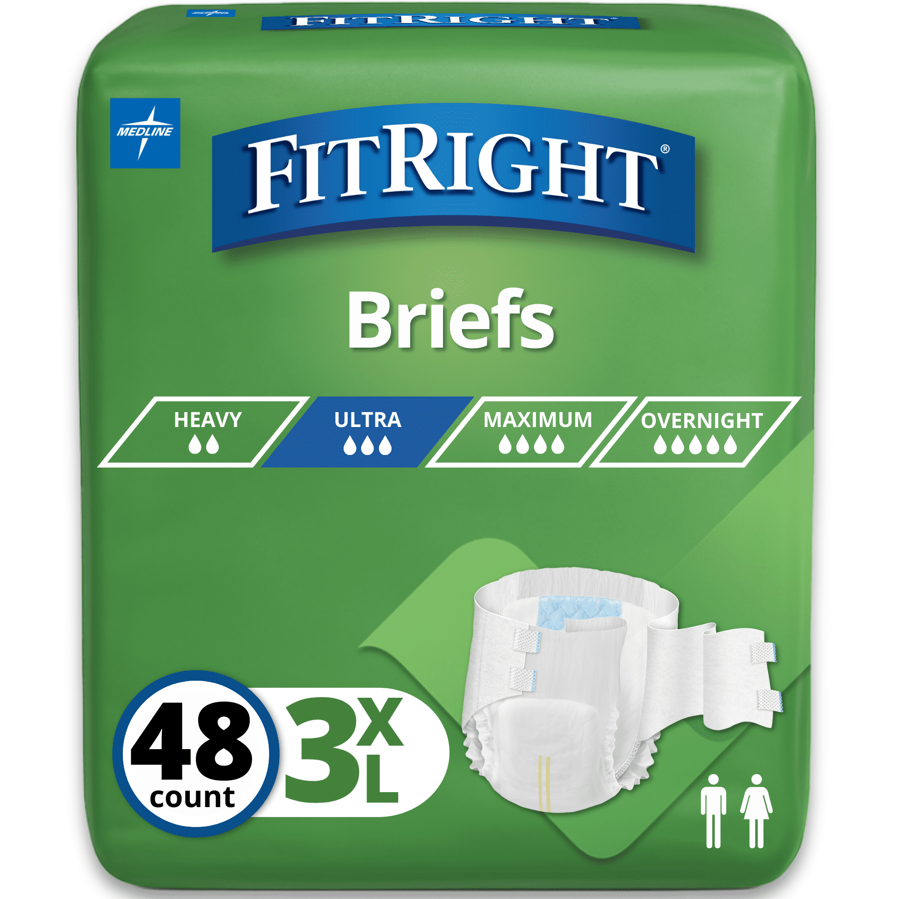 FitRight Bariatric Ultra Absorbent Adult Incontinence Diapers, 3XL, 48 ...