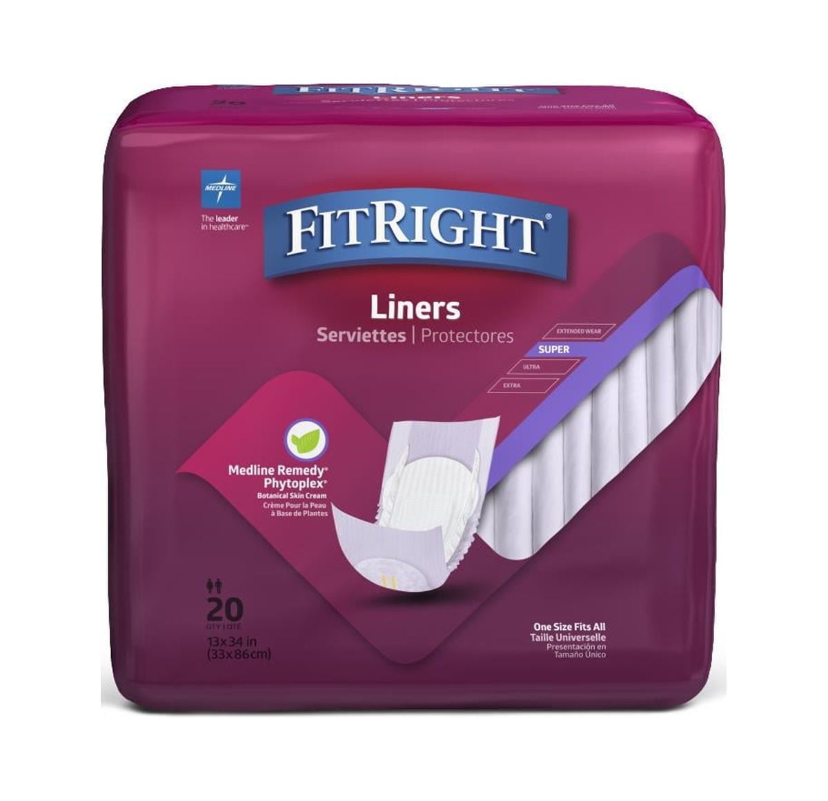 FitRight Incontinent Long Length Adult Liners, Super Absorbency, 80 ct ...