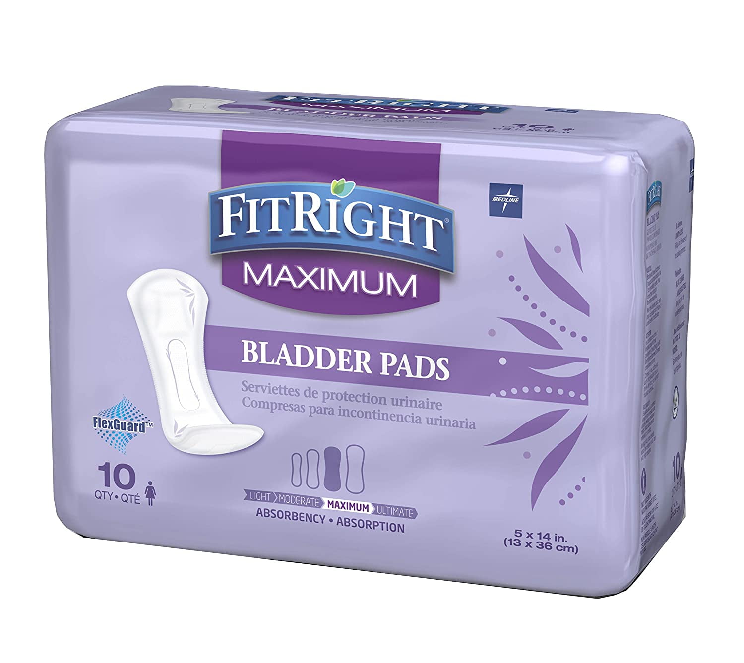 FitRight Bladder Control Pads, High Absorbency, Discreet Design, 10 ...