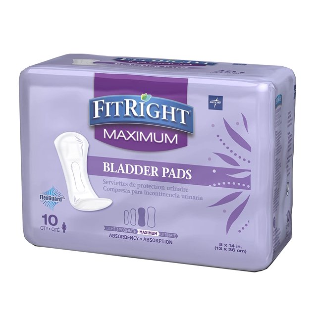 FitRight Incontinence Bladder Control Pads, Maximum Absorbency, 10 ...