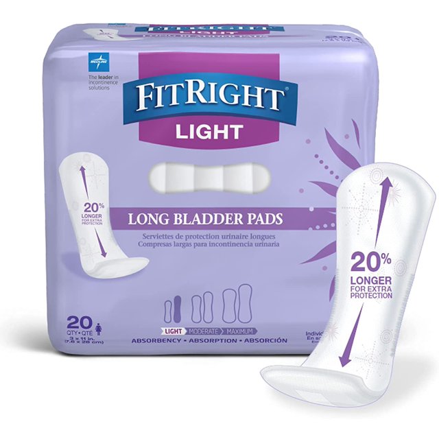 FitRight Long Bladder Pads, Incontinence & Postpartum Protection, Light ...