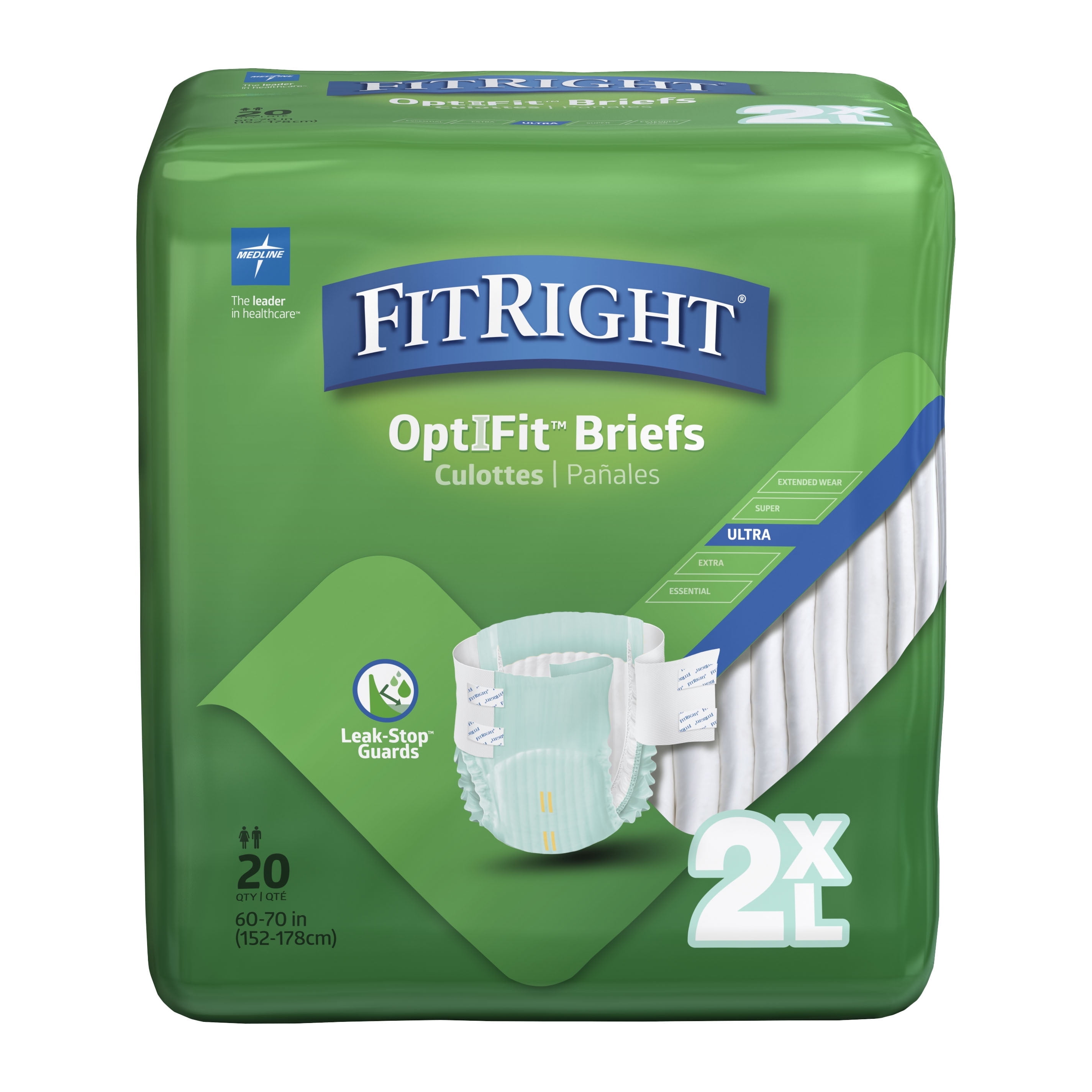 "FitRight Incontinence Ultra Absorbency Adult Diapers, 2XL, 60""-70 ...