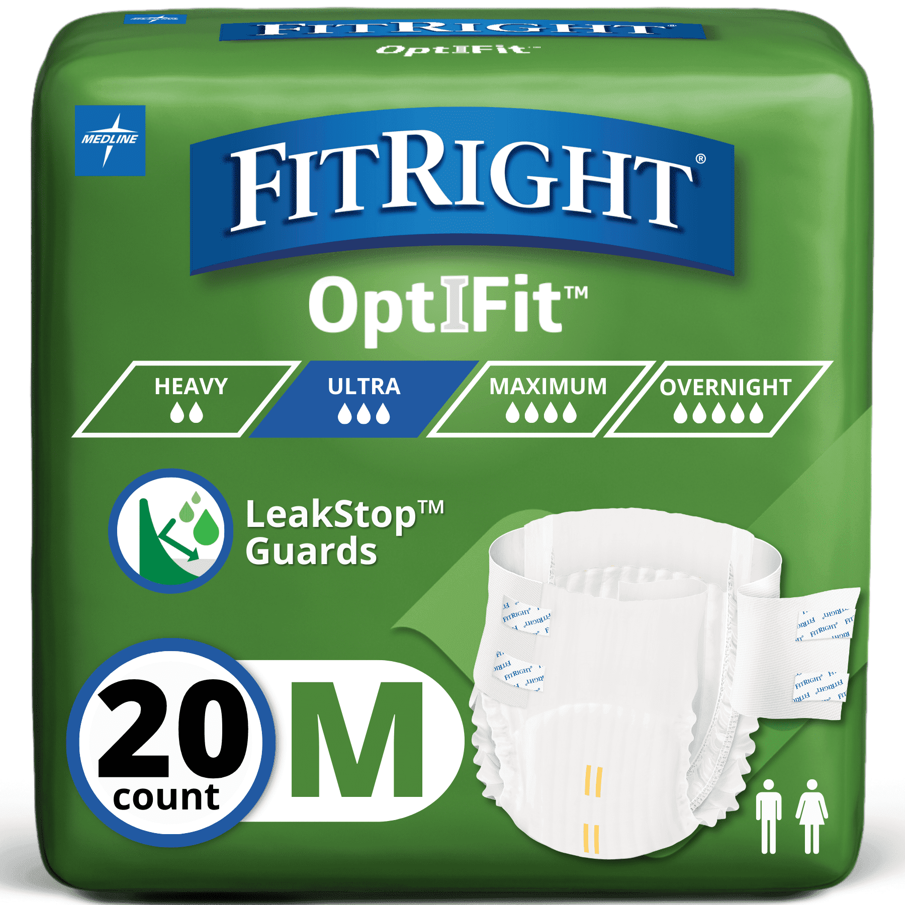 FitRight OptiFit Briefs, Ultra Absorbent, Disposable Adult Briefs with ...