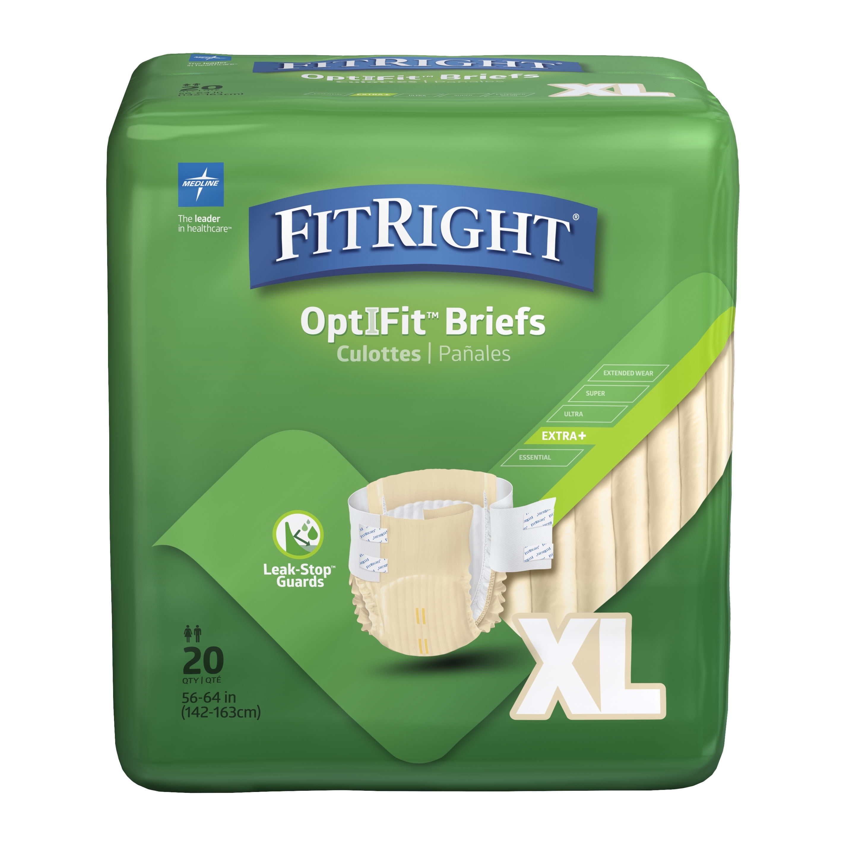 "FitRight OptiFit Extra+ Incontinence Diapers, X-Large, Leak Stop ...