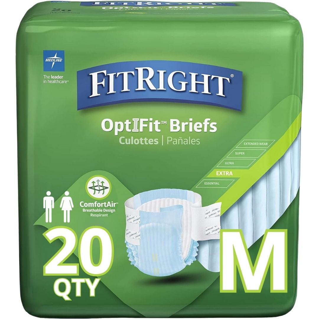 FitRight OptiFit Extra Briefs with Tabs, Adult Incontinence Brief ...