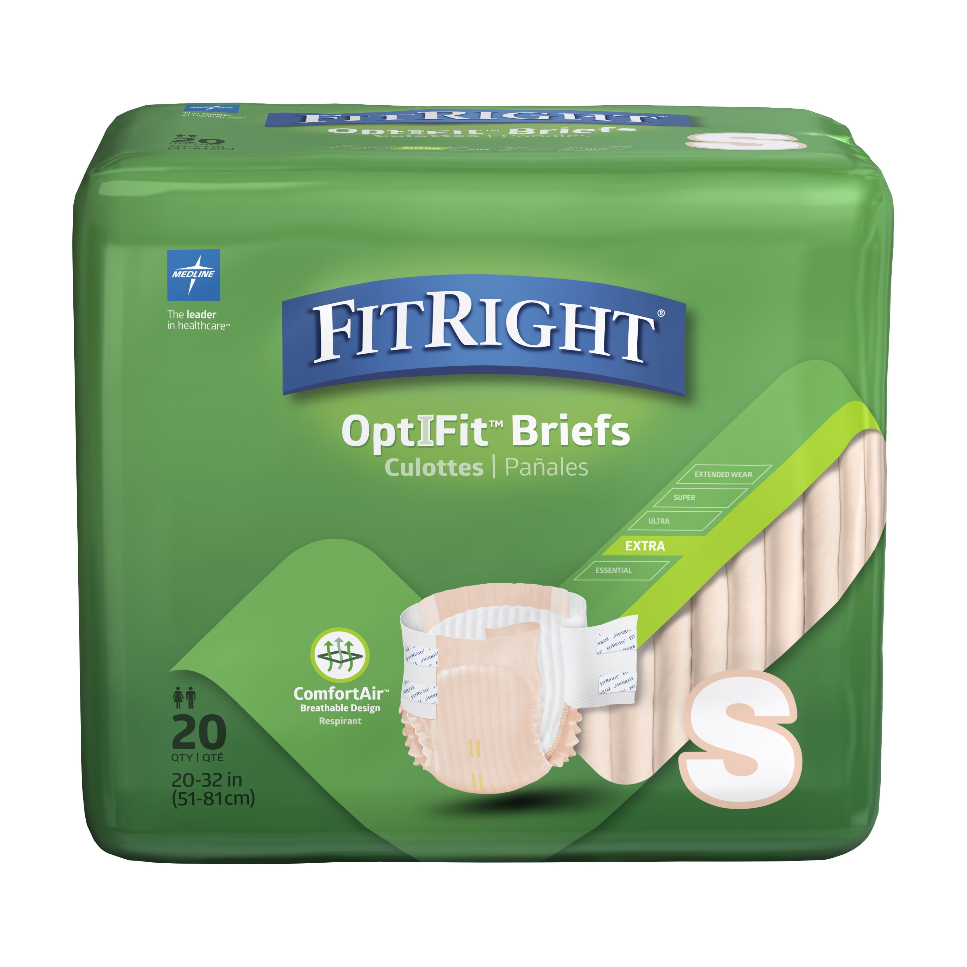 FitRight OptiFit Extra Briefs with Tabs, Adult Incontinence Brief ...