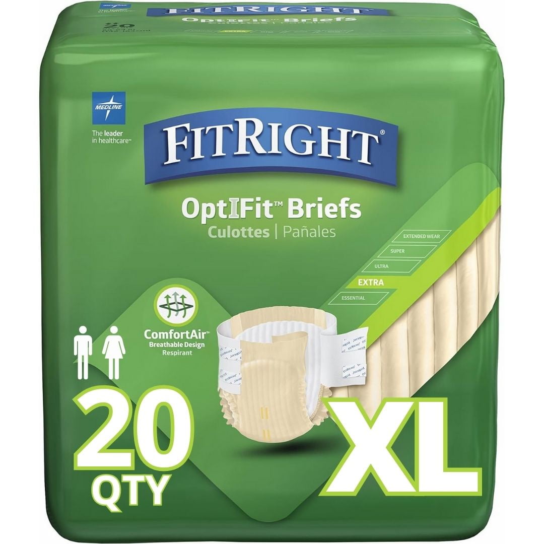 "Medline FitRight OptiFit Extra Disposable Adult Diapers, Moderate ...