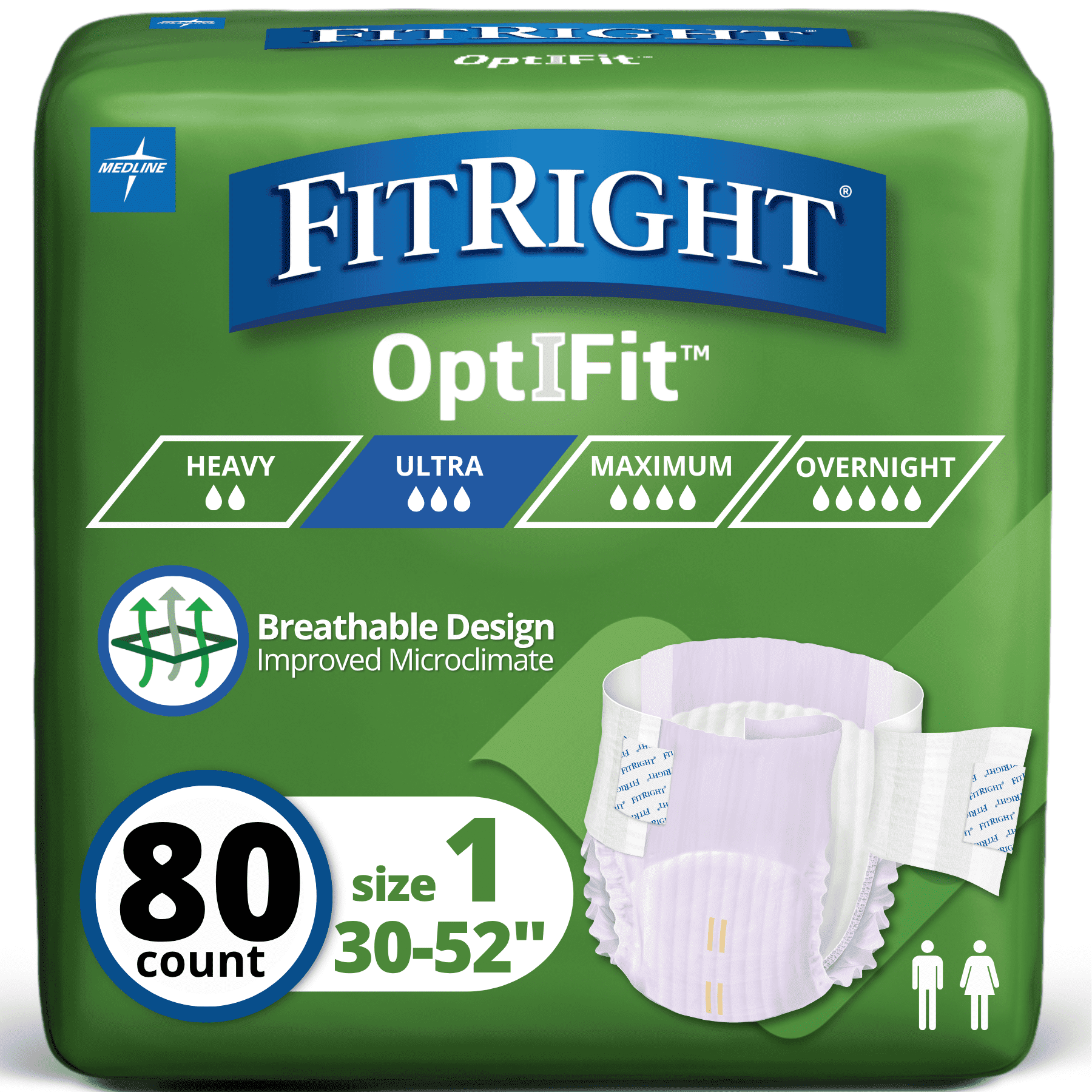 FitRight OptiFit Stretch Briefs, Ultra Absorbent, Disposable Adult ...