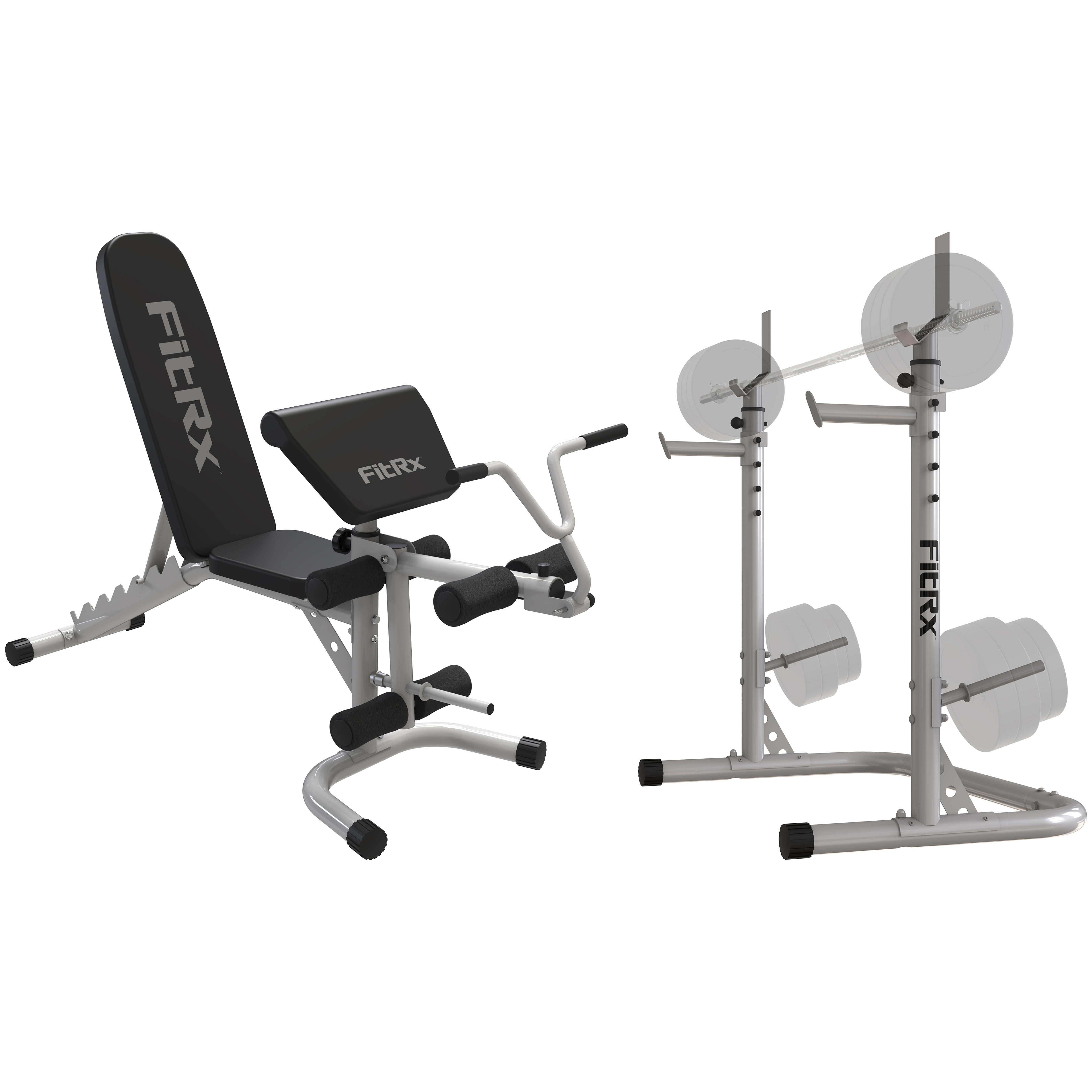 FitRx Weight Bench with Squat Rack, Adjustable Workout Bench and Squat ...