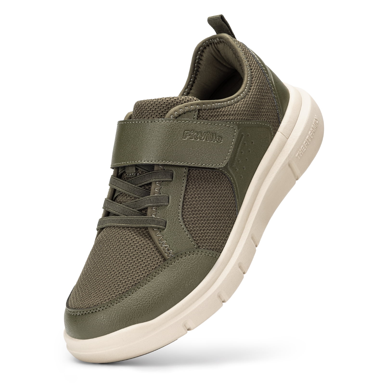 FitVille Men's Extra Wide Fit Hook&Loop Walking Shoes Slip-Resistant ...