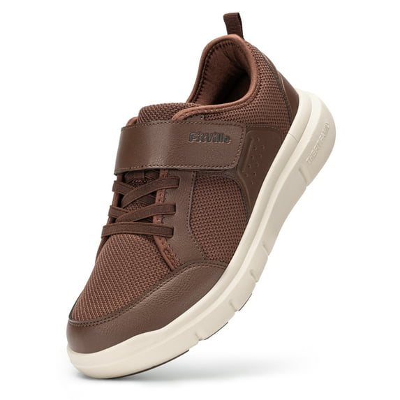 FitVille Men's Extra Wide Fit Hook&Loop Walking Shoes Slip-Resistant ...