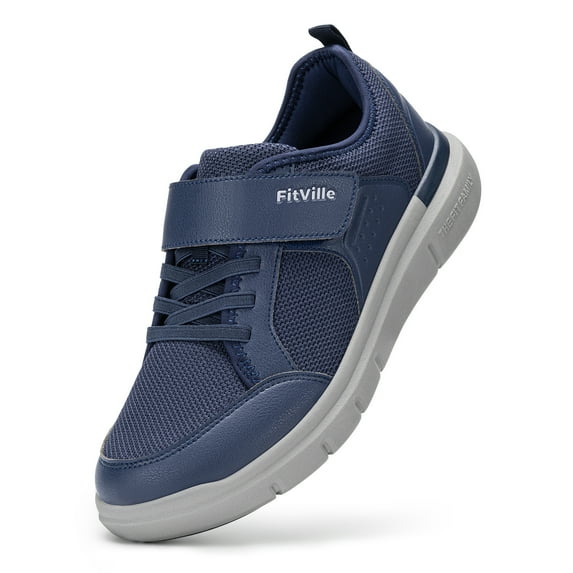 FitVille Men's Extra Wide Fit Hook&Loop Walking Shoes Slip-Resistant ...