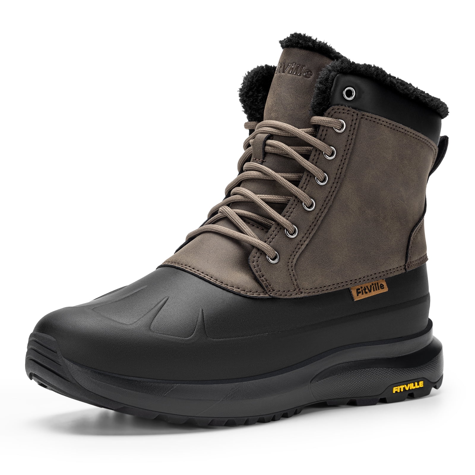 FitVille Men's Extra Wide Warm Fur Lining Winter Snow Boots Non-Slip ...