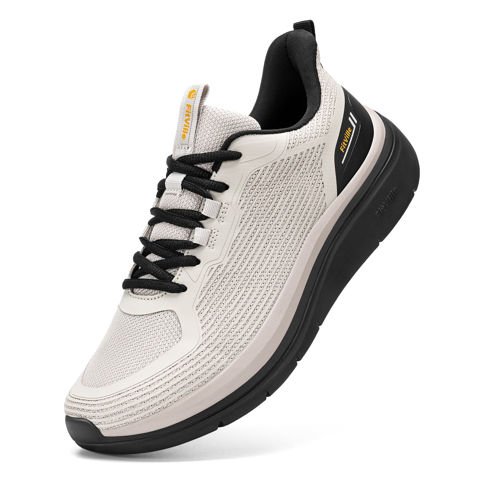 FitVille Men's Wide Fit Arch Support Thick-Sole Walking Shoes Tear ...