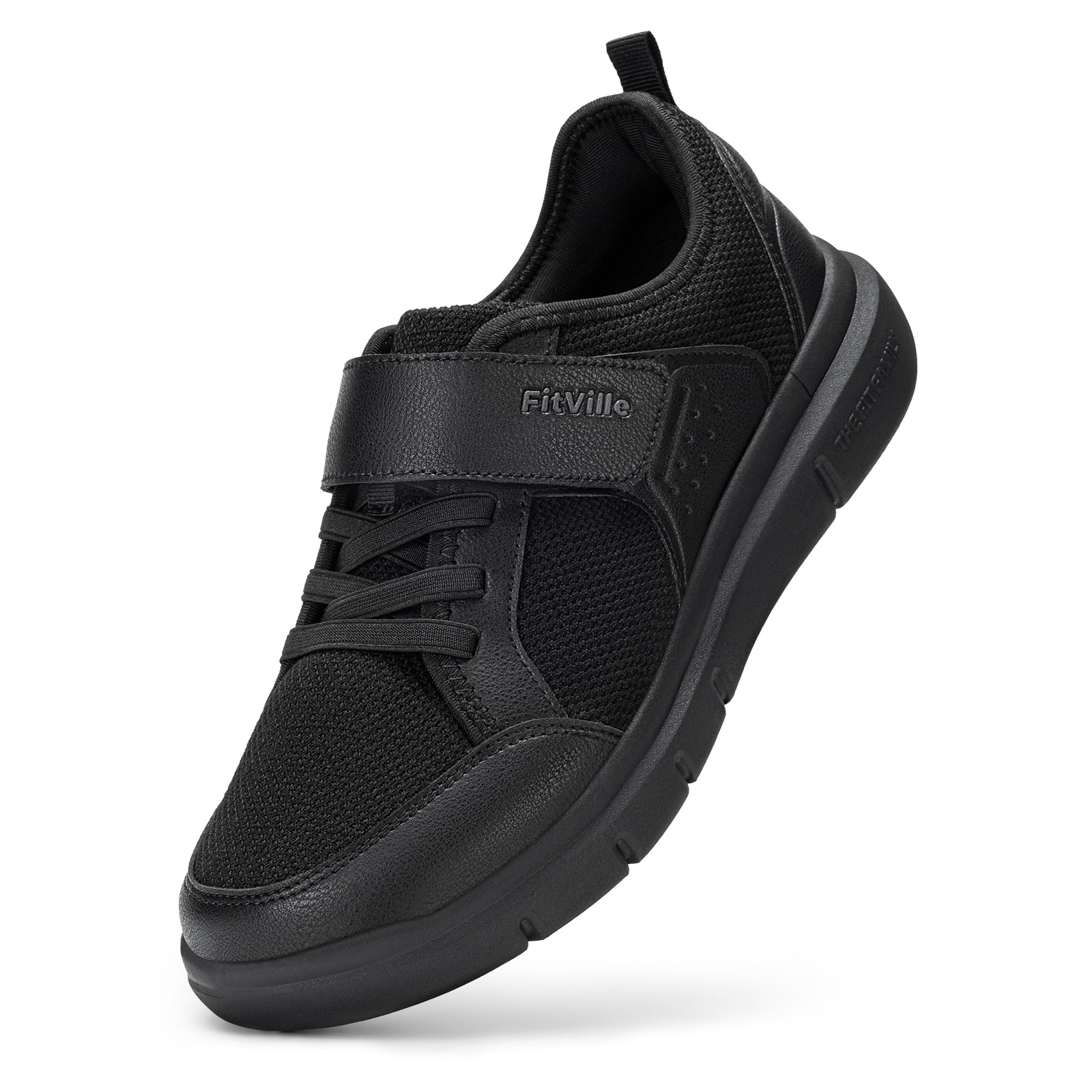 FitVille Men's Wide Fit Hook&Loop Walking Shoes Slip-Resistant Casual ...