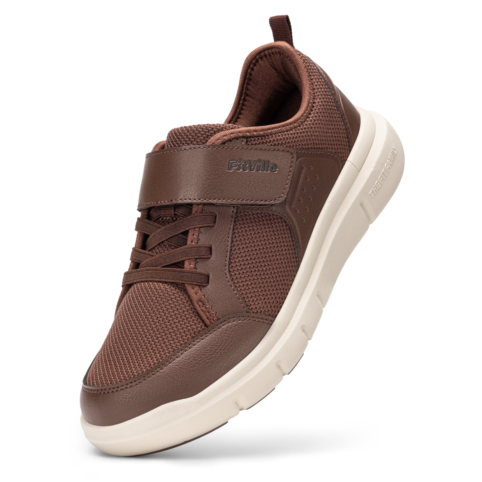 FitVille Men's Wide Fit Hook&Loop Walking Shoes Slip-Resistant Casual ...