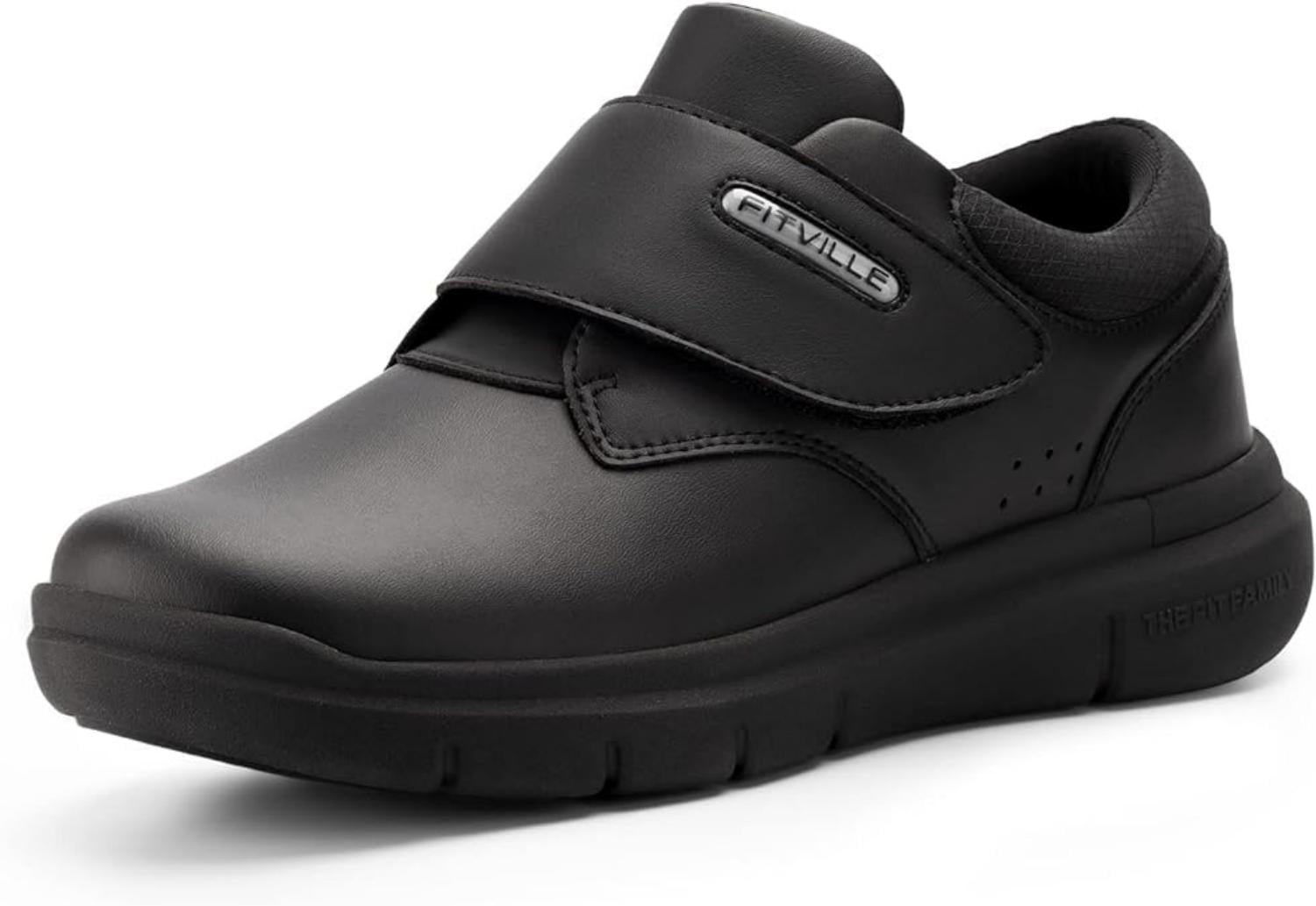 FitVille Mens Diabetic Shoes Leather Extra Wide Walking Recovery Casual ...
