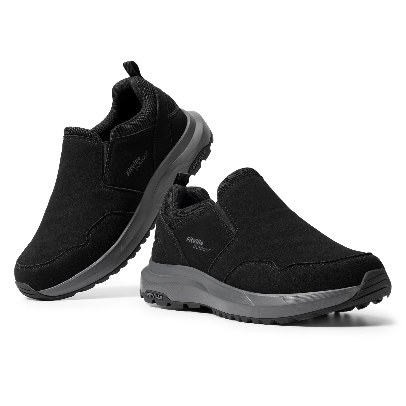 FitVille Mens Extra Wide Hiking Shoes Slip on Outdoor Walking Shoes ...