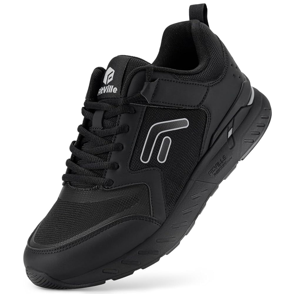 FitVille Mens Walking Shoes Extra Wide Sneakers Hook and Loop Running ...
