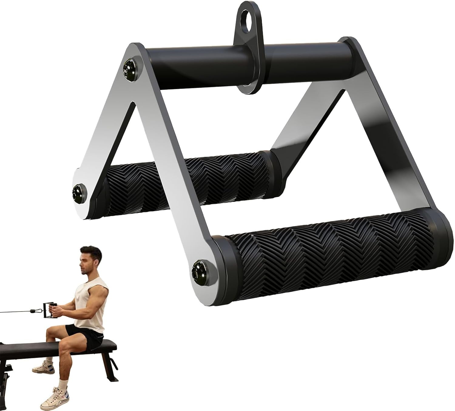 Fitarc Double D Row Handle Cable Attachments for Gym, Non-Slip V Bar ...