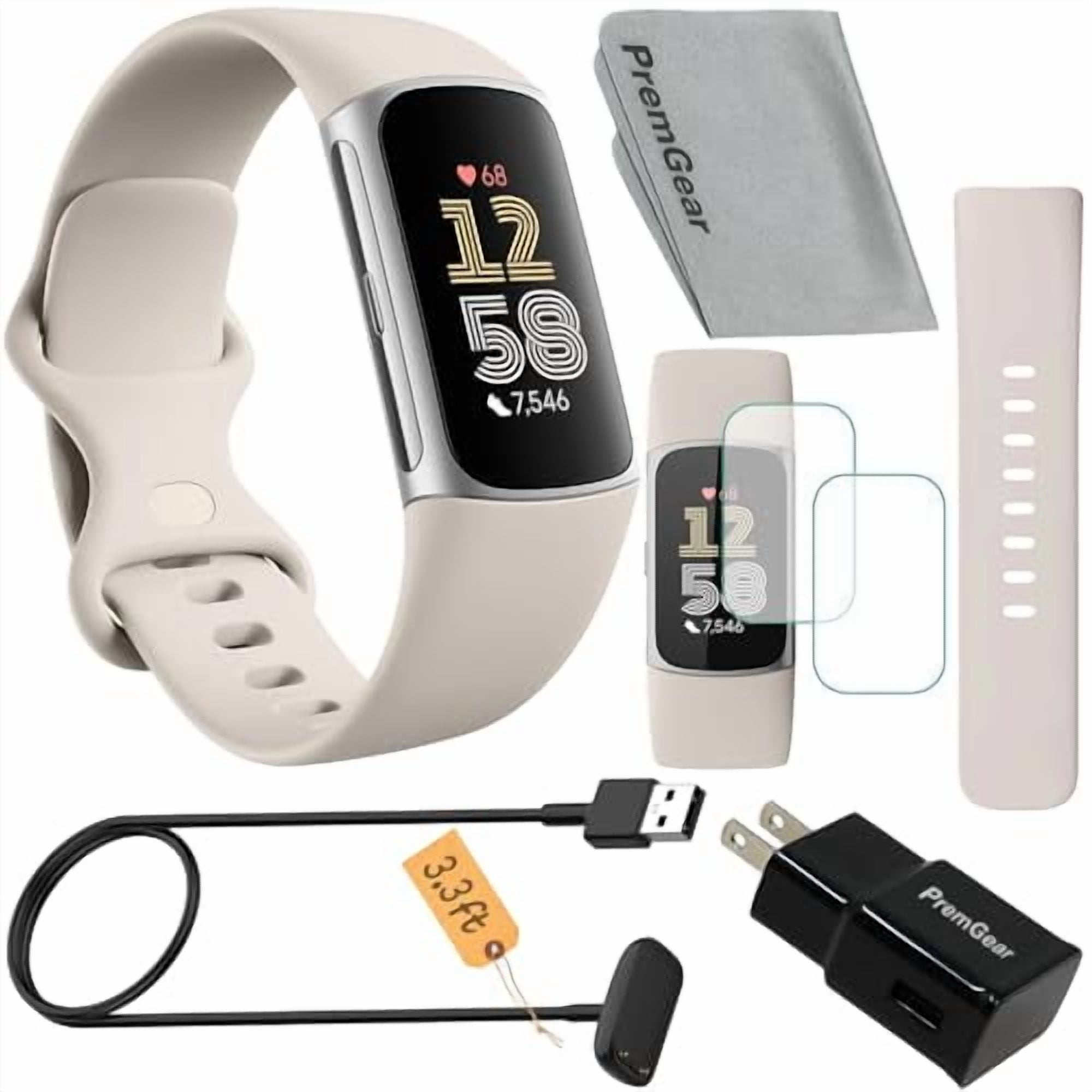 Fitbit Charge 6 Fitness Tracker Watch (White) Bundle with 2 Watch Bands ...
