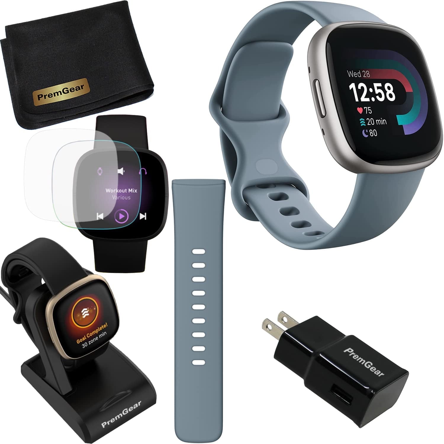 Fitbit Versa 4 Health and Fitness Smart Watch (Blue / Platinum) with ...