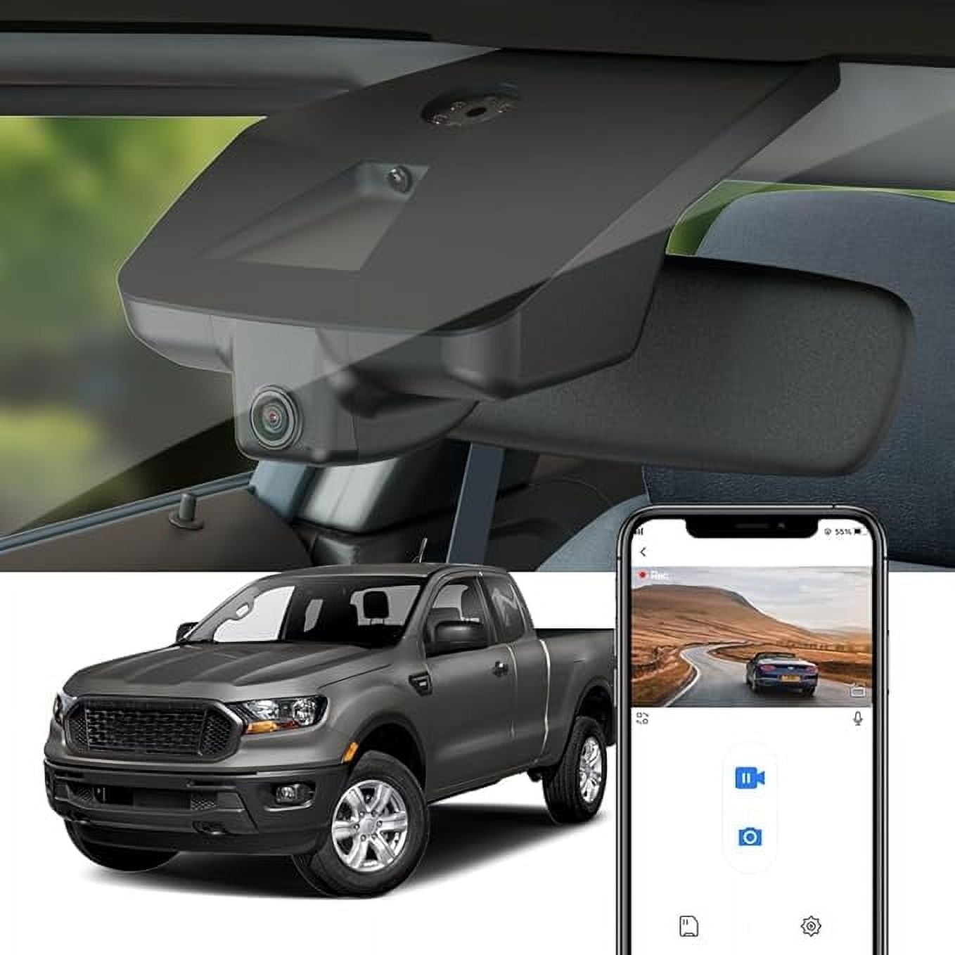 Fitcamx 4K Dash Cam Compatible with 2019-2023 Ford Ranger XL XLT Lariat ...