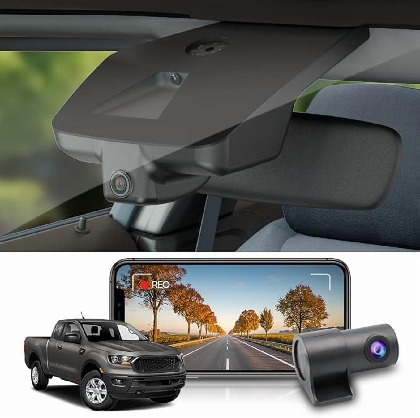 Fitcamx Front 4K+Rear 1080P Dash Cam for 2019-2023 Ford Ranger XL XLT ...