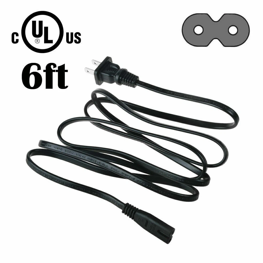 Fite On 6Ft Ul Power Cable Cord Plug Lead For Microsoft Xbox One S Slim ...