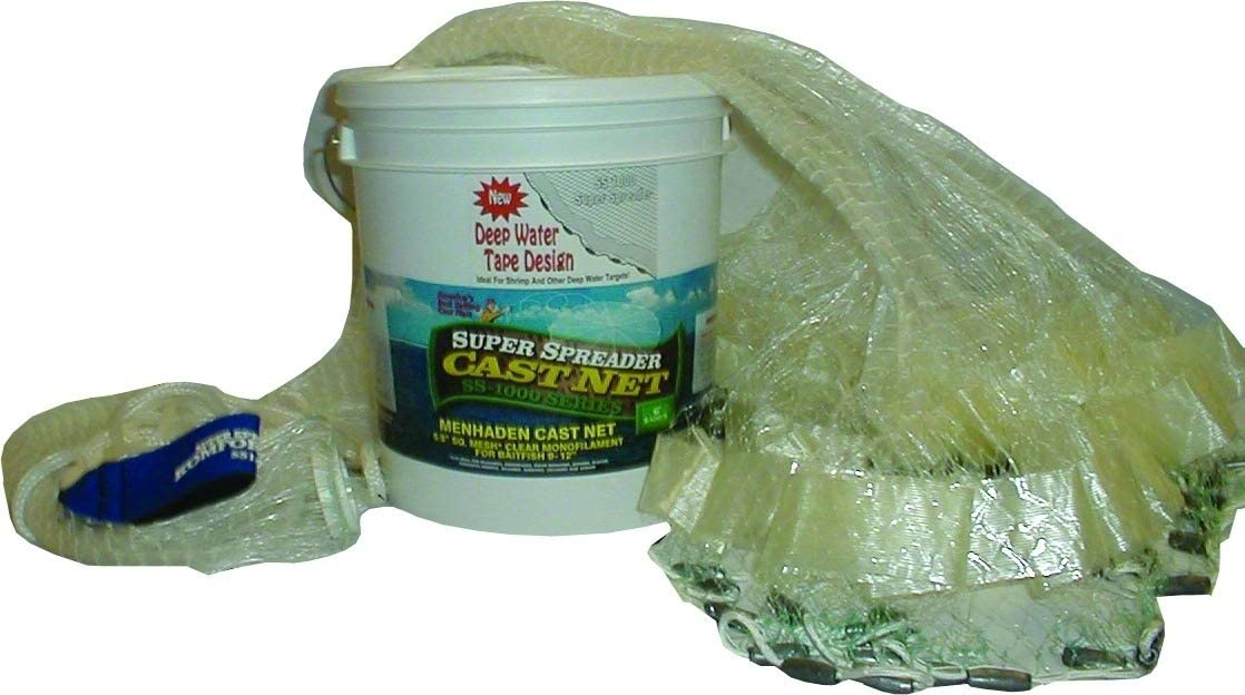 Fitec Fishing Super Spreader GS1000 Cast Net w/Tape 8' radius, 1/2 ...