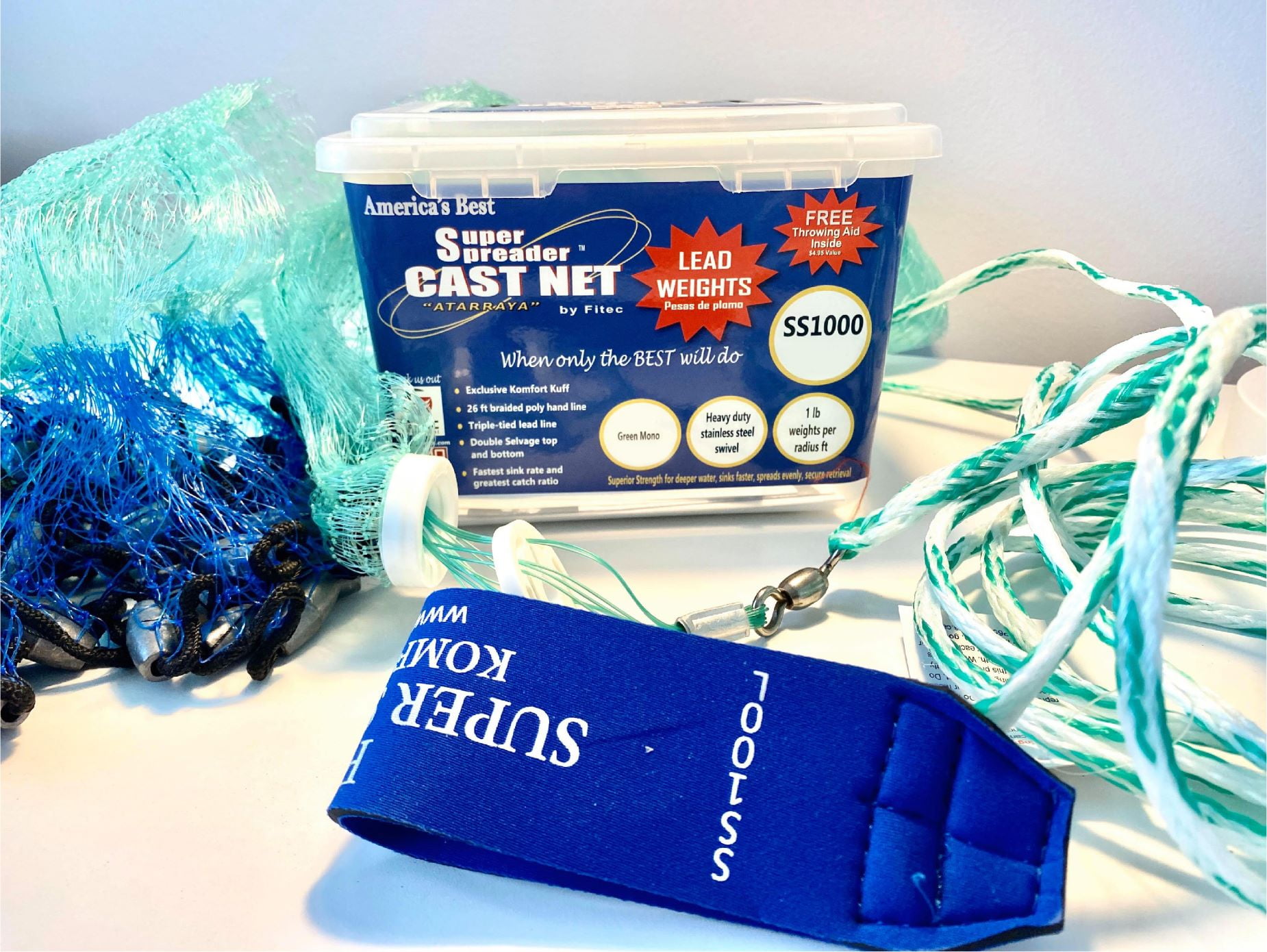 Fitec Super Spreader SS1000 Cast Net - 6 Ft. x 1/2 In. Mesh - Walmart.com