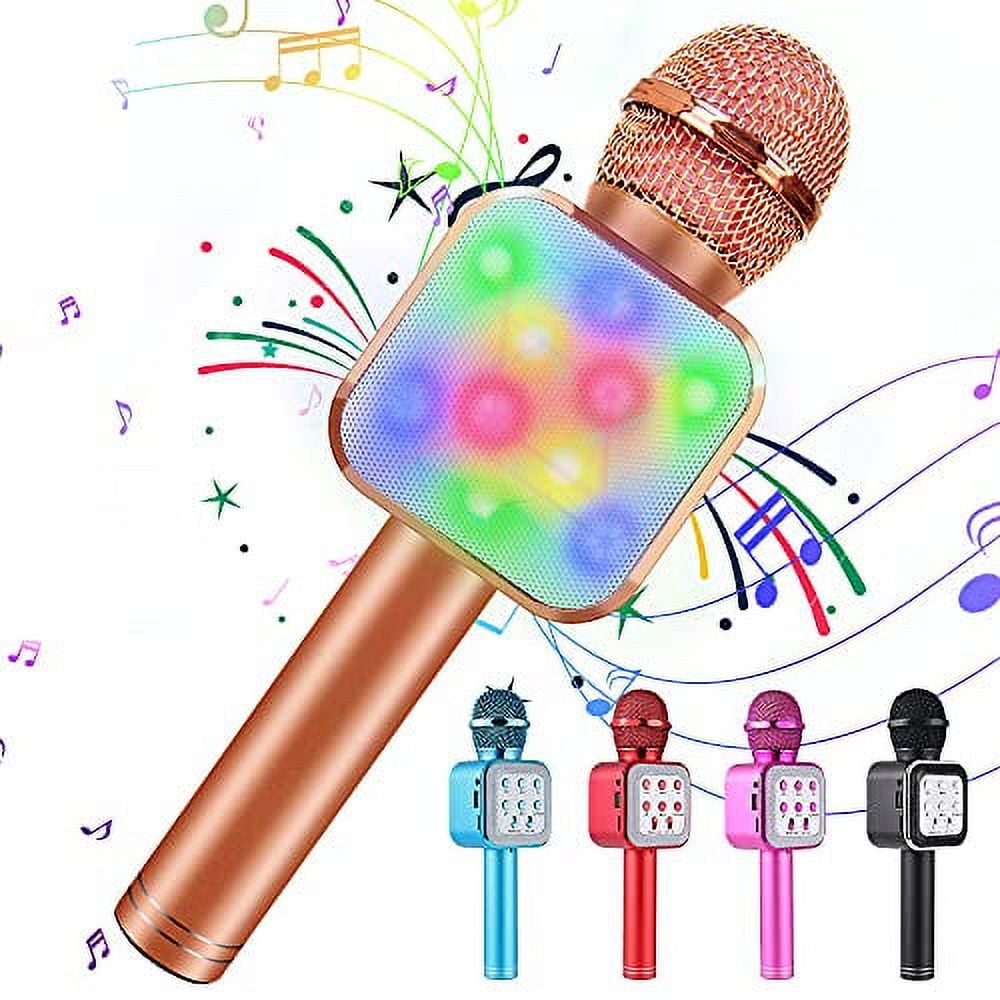 Fitfirst 5-in-1 Kids Bluetooth Karaoke Microphone with LED Lights ...