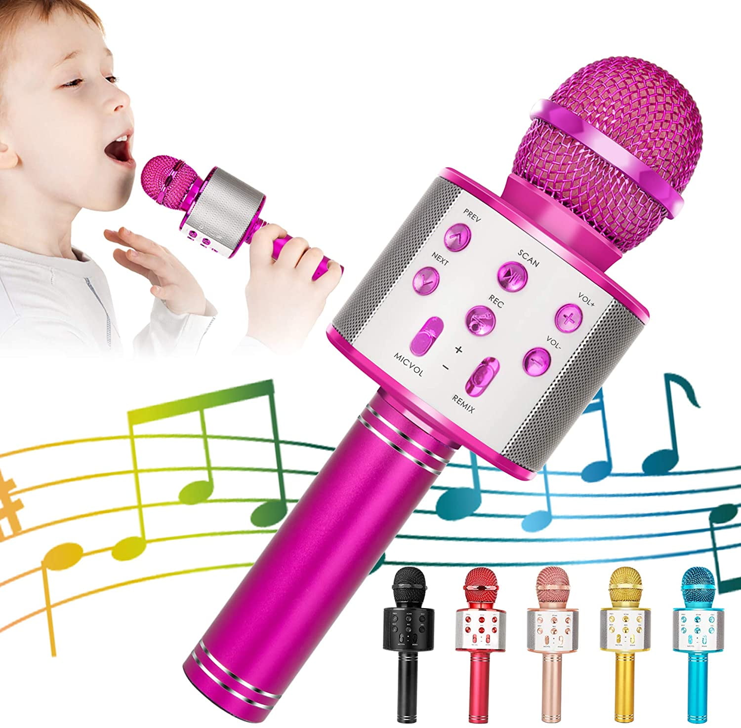Fitfirst Wireless Bluetooth Karaoke Microphone for Kids, 5-in-1 ...