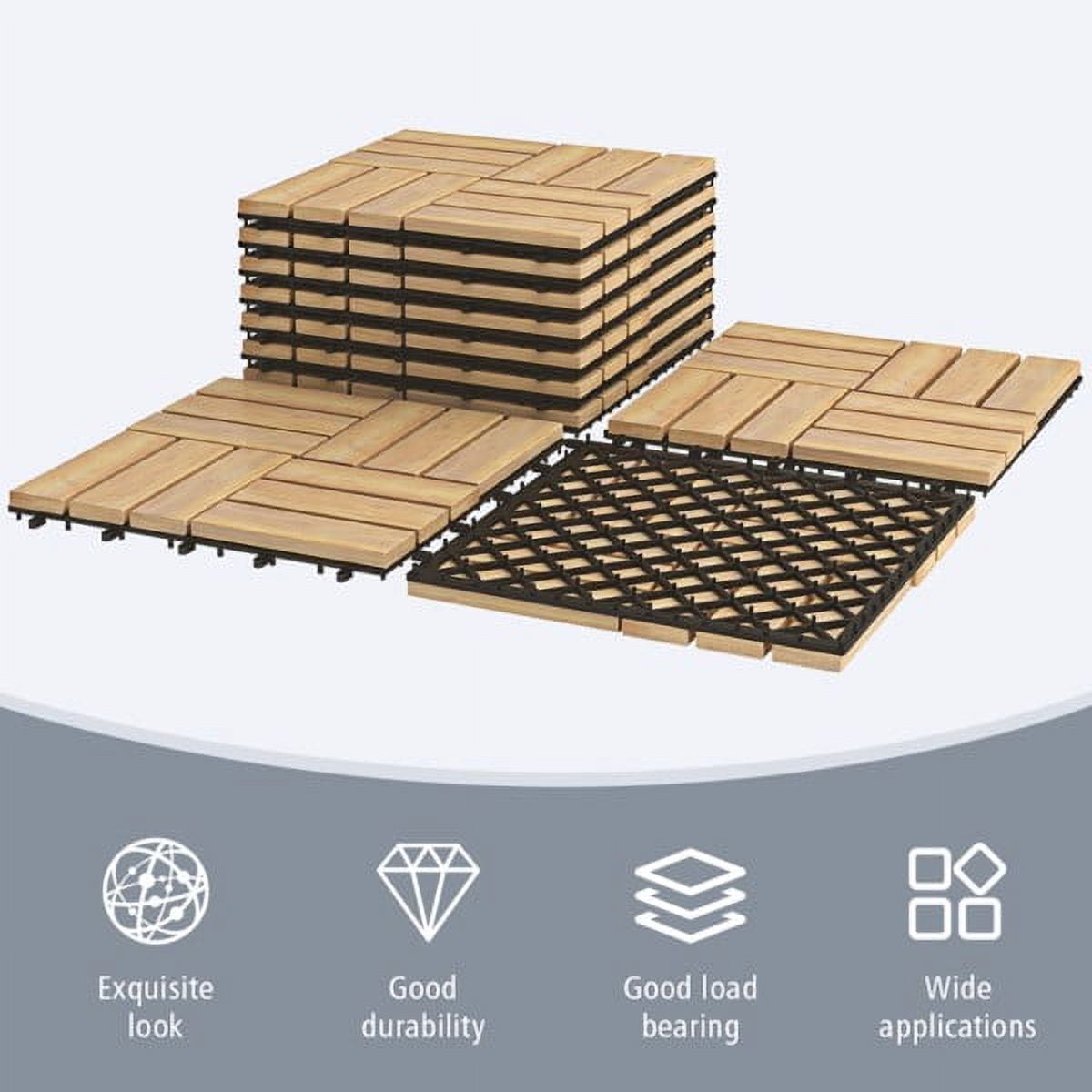 Fithood 10 Pieces 12 x 12 Inch Acacia Wood Interlocking Check Deck ...