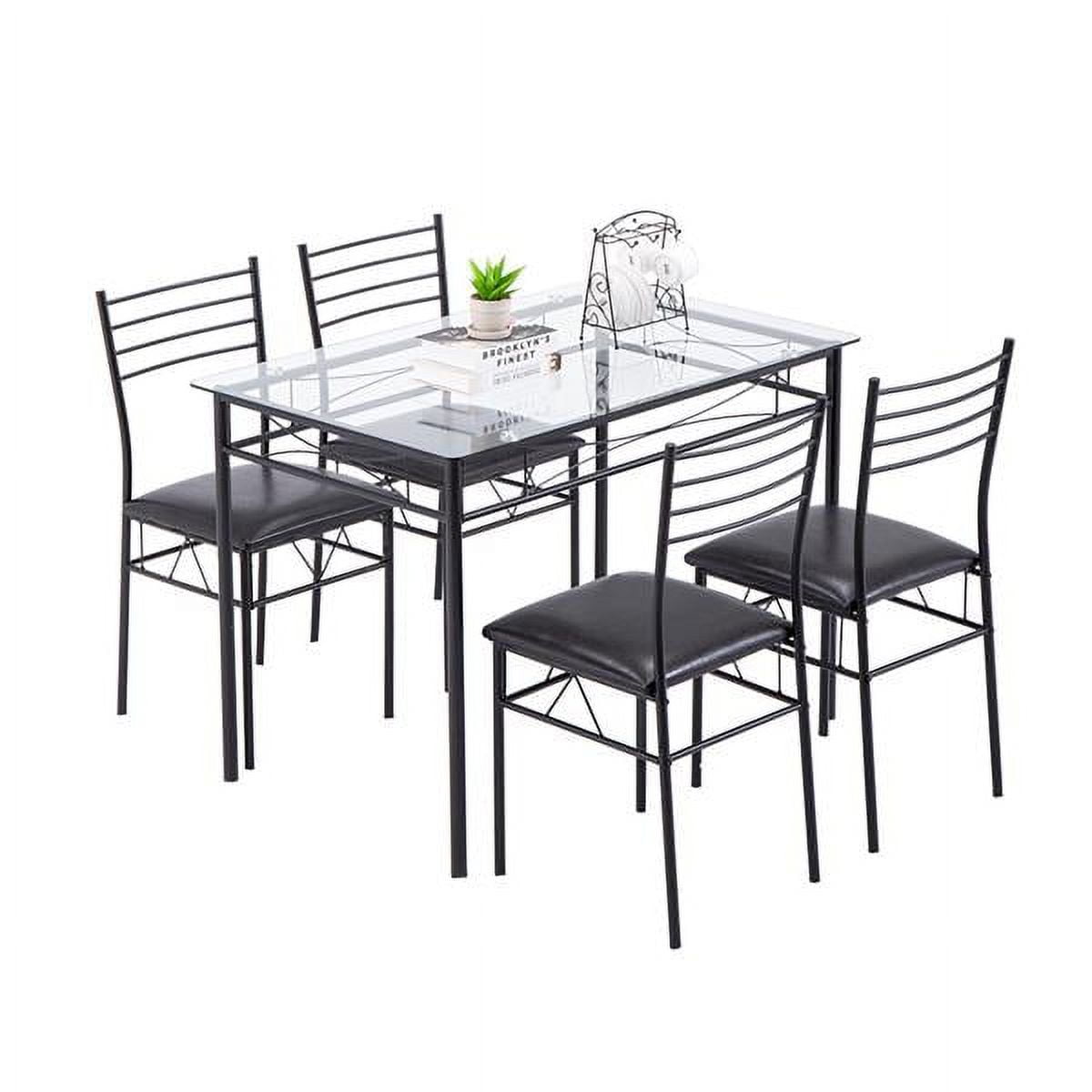 Fithood [110 x 70 x 76cm] Iron Glass Dining Table and Chairs Black One ...