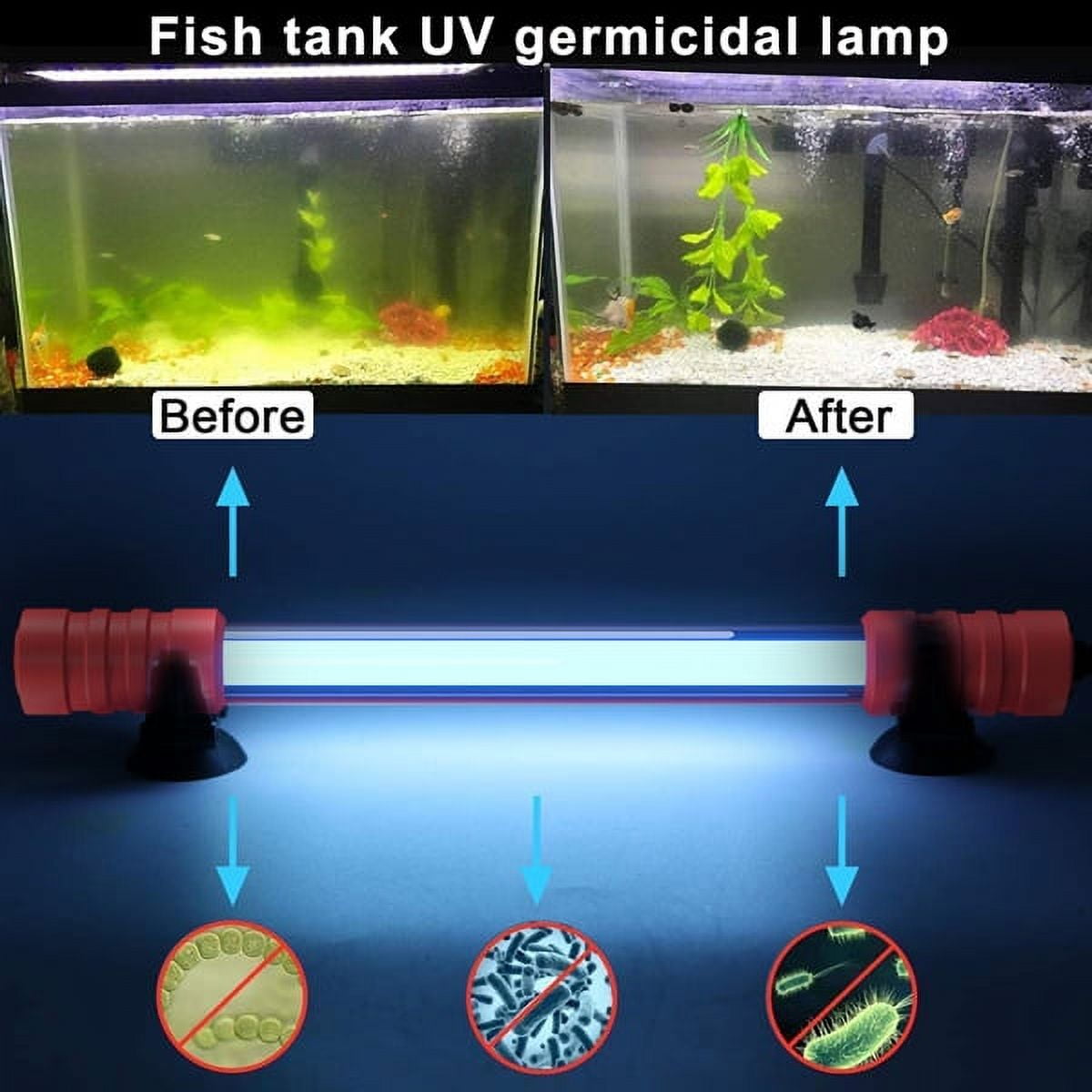 Fithood Aquarium fishf Tank Germicidal UV Light Sterilizer Pond ...